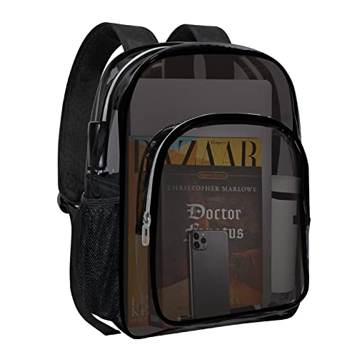 HEEYA Clear Backpack Heavy Duty Transparent Backpack for School Security Sports Work Travel Stadium College - Black