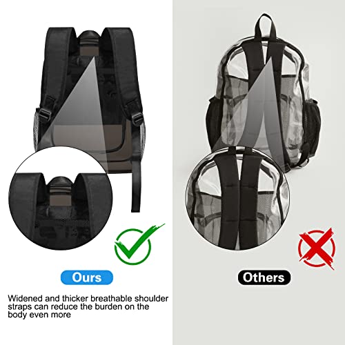 HEEYA Clear Backpack Heavy Duty Transparent Backpack for School Security Sports Work Travel Stadium College - Black