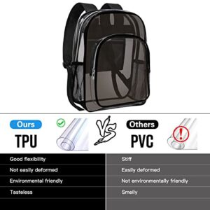 HEEYA Clear Backpack Heavy Duty Transparent Backpack for School Security Sports Work Travel Stadium College - Black