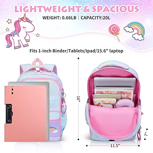 Girls Backpack, School Backpacks 16*11.5*7.5in for Girls, Cute Book Bag with Compartments for Teen Girl Kid Students Elementary Middle School, Kids' School Bag, Blue