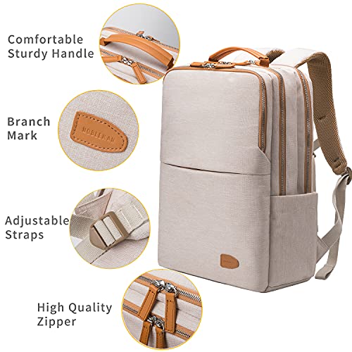 NOBLEMAN Backpack for women and man ,Waterproof School travel work Backpack, 15.6 Inch Laptop Backpack, Daypack, with USB (Beige plus)