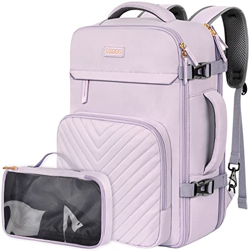 Travel Backpack for Women, Airline Approved Carry on Luggage Backpack with a Toiletry bag, Travel Essentials, College Backpack Fits 15.6 Inch Laptop with a Anti-theft Pocket, Gifts for Women, Purple