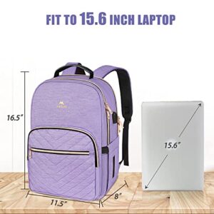 MATEIN Laptop Backpack for Women, Anti Theft 15.6 inch College School Bookbag for Girls with USB Charging Port, Water Resistant Stylish Travel Computer Work Backpack with RFID Pocket for Nurse, Purple