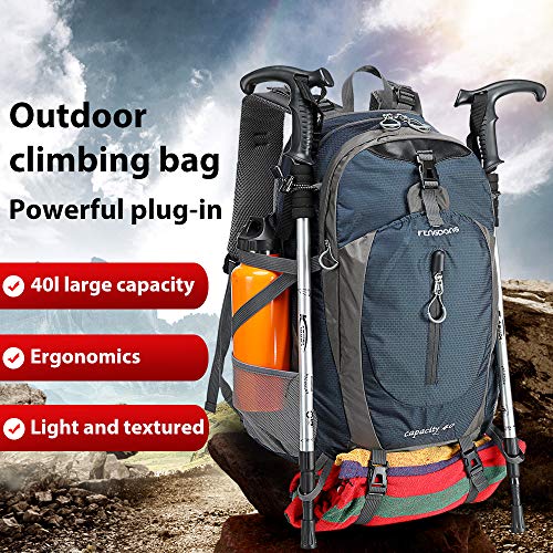 FENGDONG 40L Waterproof Lightweight Outdoor Daypack Hiking,Camping,Travel Backpack for Men Women Blue