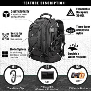 40L - 64 L Outdoor 3 Day Expandable Backpack for Gym Sport Hiking Camping Trekking Travel Military & Tactical,Bug Out Bag