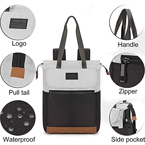 Orvilly Laptop Tote Backpack Purse for Women, Stylish College School Travel Casual Daypack Bookbag, Work Shopping Small Bag Light Weight For Men Girls Boys Student Fits 14 Inch Netbook-Black