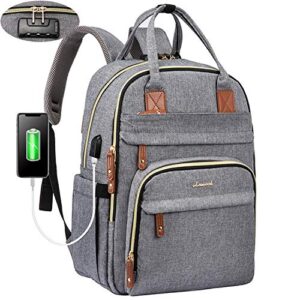 lovevook laptop backpack for women & men unisex travel anti-theft bag business computer backpacks purse college school student bookbag, casual hiking daypack with lock, 15.6 inch, grey