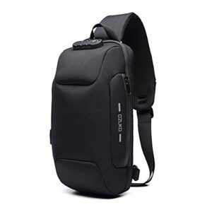 sling bag for men shoulder crossbody backpack waterproof sling backpack with usb charging port anti theft chest pack bag casual daypack fit 9.7 inch ipad (black)