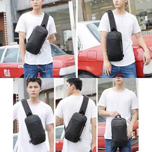 Sling Bag for Men Shoulder Crossbody Backpack Waterproof Sling Backpack with USB Charging Port Anti Theft Chest Pack Bag Casual Daypack Fit 9.7 Inch Ipad (Black)