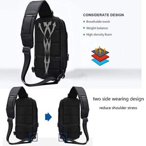 Sling Bag for Men Shoulder Crossbody Backpack Waterproof Sling Backpack with USB Charging Port Anti Theft Chest Pack Bag Casual Daypack Fit 9.7 Inch Ipad (Black)