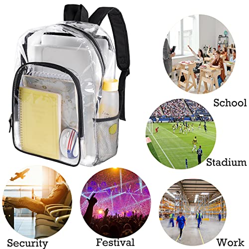 Fomaris Clear Backpack Heavy Duty Clear Bookbag Transparent Backpack See Through Plastic Bookbag for School, Work,Stadium,Travel,Security,Festival,College ( Black)