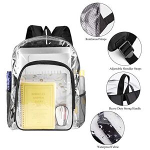 Fomaris Clear Backpack Heavy Duty Clear Bookbag Transparent Backpack See Through Plastic Bookbag for School, Work,Stadium,Travel,Security,Festival,College ( Black)