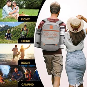 DELUXY Mr and Mrs Insulated Picnic Backpack for 2 - Wedding Gifts for Couple 2022, Cool Bridal Shower Gifts for Bride, Couples Gifts, for Couples Newly Engaged Unique, Anniversary