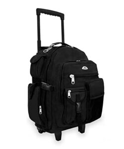 everest deluxe wheeled backpack, black, one size