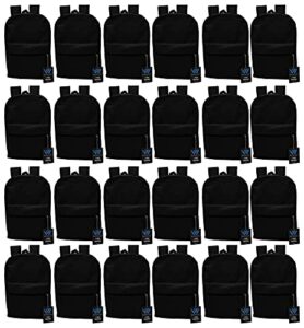 24 pack backpack , bulk 17 inch lightweight student outdoor travel school book bag (black)