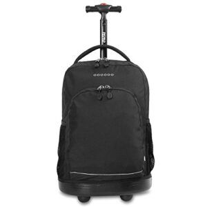 j world new york sunny rolling backpack for kids and adults, black, one size