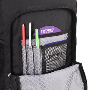 J World New York Sunny Rolling Backpack for Kids and Adults, Black, One Size