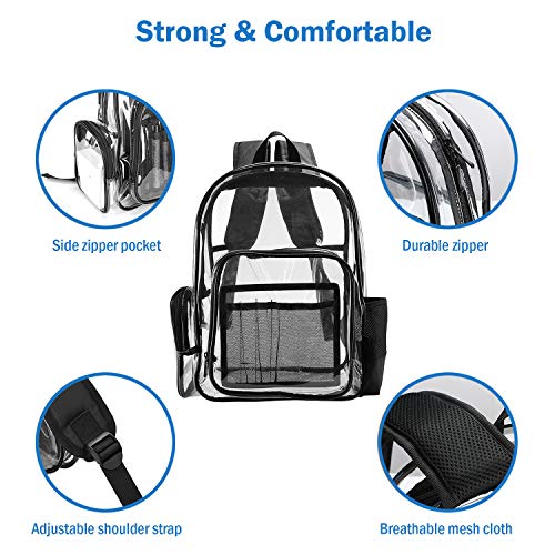 ProCase Heavy Duty Clear Backpack, See Through Backpacks Transparent Clear Large Bookbag for School Work Stadium Security Travel Sporting Events -Clear