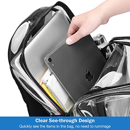 ProCase Heavy Duty Clear Backpack, See Through Backpacks Transparent Clear Large Bookbag for School Work Stadium Security Travel Sporting Events -Clear