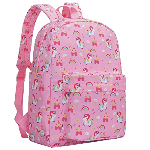 Vorspack Kids Backpack for Girls, Unicorn Backpack with Chest Strap for Preschool Kindergarten Elementary school - Pink