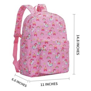 Vorspack Kids Backpack for Girls, Unicorn Backpack with Chest Strap for Preschool Kindergarten Elementary school - Pink