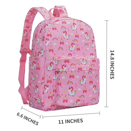 Vorspack Kids Backpack for Girls, Unicorn Backpack with Chest Strap for Preschool Kindergarten Elementary school - Pink