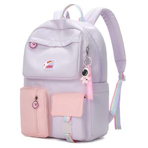 auobag kids backpack girls backpacks elementary bookbags middle school bags women casual daypacks send pendant (purple)