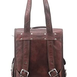 Handmade World Brown Vintage Leather Backpack Laptop Messenger Bag Rucksack Sling for Men Women (12" x 16")