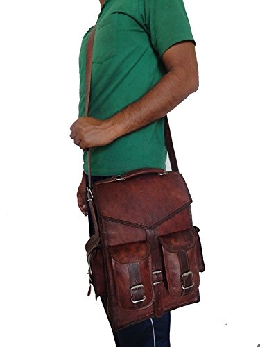 Handmade World Brown Vintage Leather Backpack Laptop Messenger Bag Rucksack Sling for Men Women (12" x 16")