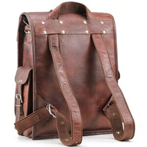 Handmade World Brown Vintage Leather Backpack Laptop Messenger Bag Rucksack Sling for Men Women (12" x 16")