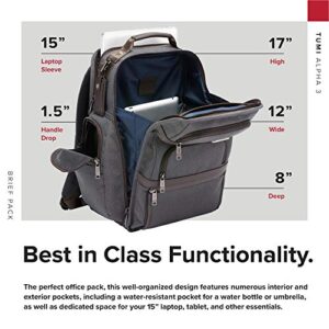 TUMI Alpha 3 Brief Pack - 15-Inch Laptop Backpack with Padded Adjustable Straps - Stores Laptop, Tablet & More - Anthracite