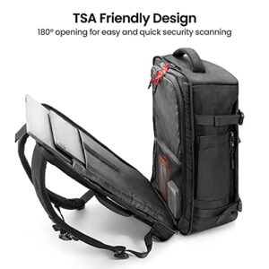 tomtoc Travel Backpack 40L, TSA Friendly Flight Approved Carry-on Luggage Hand Backpack, Water-resistant Lightweight Business Rucksack, Durable Large Weekender Bag Daypack Fits 17.3 Inch Laptop