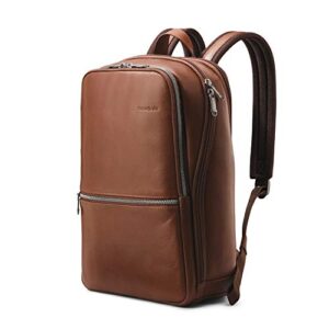 samsonite classic leather slim backpack, cognac, one size