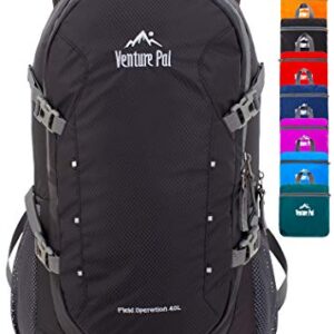 Venture Pal 40L Lightweight Packable Travel Hiking Backpack Daypack-Black