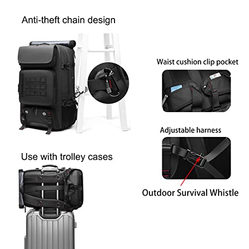 DBNAU Travel Backpack, 17 inch Business Laptop Backpack, Separate Shoe Bag and Hidden USB Charging Port, Waterproof Anti-Theft Durable College School Gift Backpack for Men Women (Black 50L, 22inch)