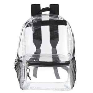 Bulk Clear Backpacks Wholesale for School 24 Pack Clear Backpacks for Boys, Girls, Stadium, Travel (Solid Black Pack)