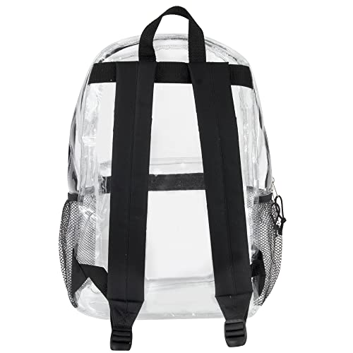 Bulk Clear Backpacks Wholesale for School 24 Pack Clear Backpacks for Boys, Girls, Stadium, Travel (Solid Black Pack)