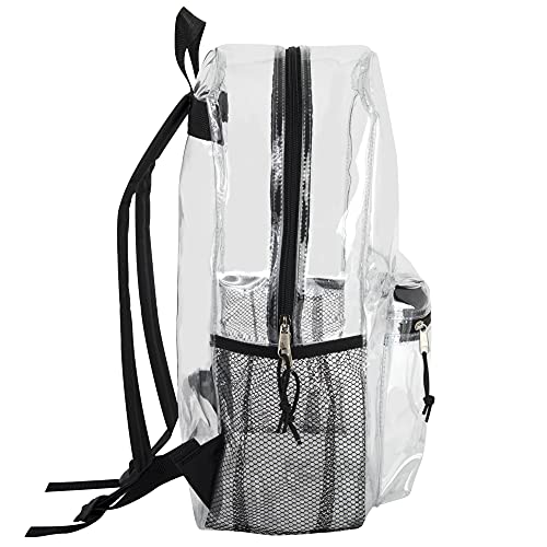 Bulk Clear Backpacks Wholesale for School 24 Pack Clear Backpacks for Boys, Girls, Stadium, Travel (Solid Black Pack)