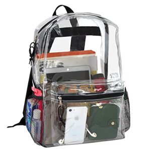 Bulk Clear Backpacks Wholesale for School 24 Pack Clear Backpacks for Boys, Girls, Stadium, Travel (Solid Black Pack)