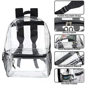 Bulk Clear Backpacks Wholesale for School 24 Pack Clear Backpacks for Boys, Girls, Stadium, Travel (Solid Black Pack)