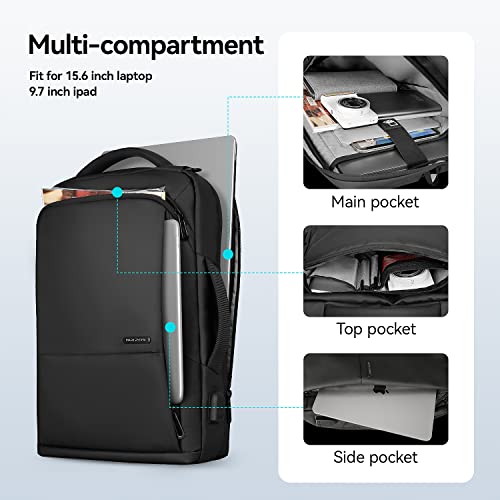 MARK RYDEN Slim Backpack for Men, 15.6 Inch Laptop Backpack, 3 in 1 Waterproof High Tech Backpack with Removable Buckle and USB Charging Port, Business Backpack Ideal for Working, Commuting, Daily