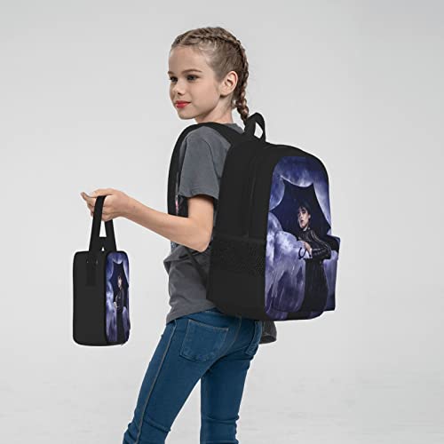 Wednesday Addams Dance Backpacks Set for Boys Girls Backpack with Lunch Box Lunch Bag Pencil Case Pencil Bag