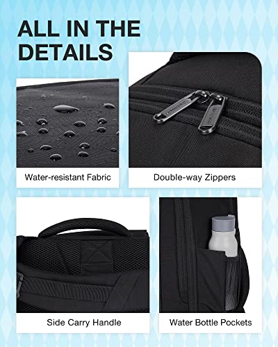 Travel Backpack for Men, BAGSMART 35L Carry On Backpack Flight Approved for Weekend Trip, Women/Mens Laptop Backpack for Work Commuter School with 17.3 inch Laptop Compartment & Water-resistant, Black