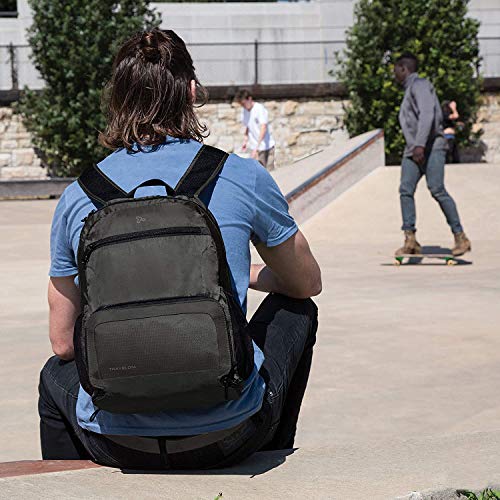 Travelon Anti-theft Packable Backpack, Black, Open 10.5 x 17 x 6 Packed 10.5 x 6 x 1