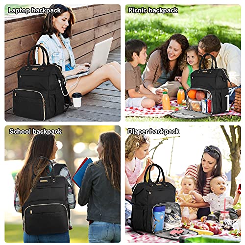 JCDOBEST Lunch Bag Backpack, Insulated Cooler Backpack Lunch Box Laptop Backpack with USB Port for Women Men Fits 15.6 Inch Laptop