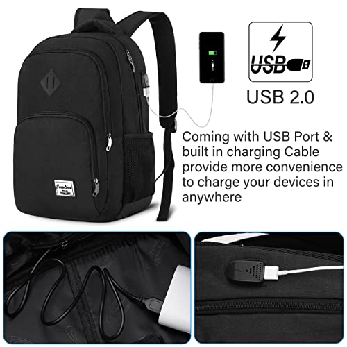 YAMTION Backpack for Men and Women,School Backpack for Teenager,15.6 inch Laptop Bookbag with USB Charging port for Business Work College Travel Trip