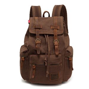 AUGUR High Capacity Canvas Vintage Backpack - for School Hiking Travel 12-17" Laptop