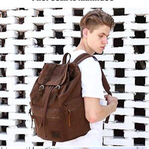 AUGUR High Capacity Canvas Vintage Backpack - for School Hiking Travel 12-17" Laptop