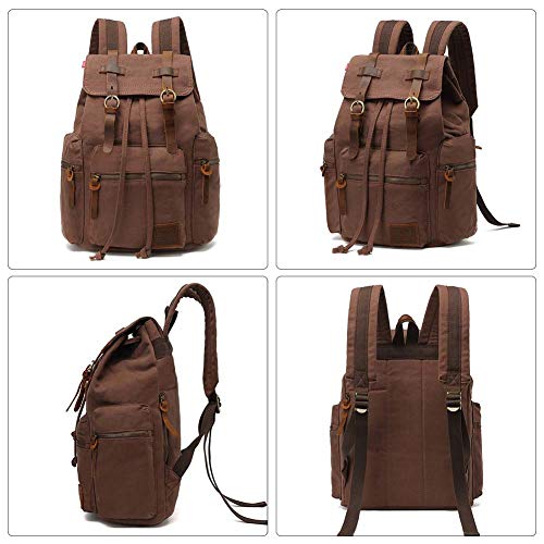 AUGUR High Capacity Canvas Vintage Backpack - for School Hiking Travel 12-17" Laptop