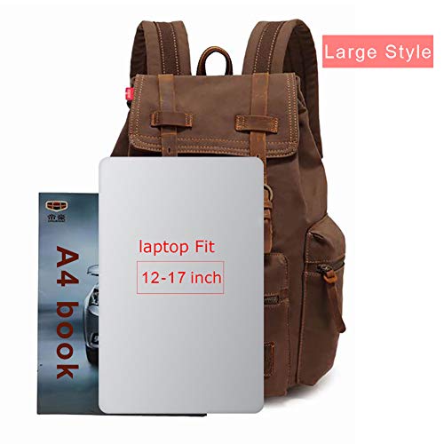 AUGUR High Capacity Canvas Vintage Backpack - for School Hiking Travel 12-17" Laptop